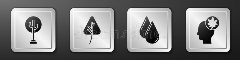 Set Tree, Leaf or Leaves, Water Drop and Human Head with Leaf Icon ...