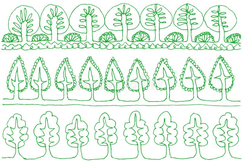 Set of tree lines stock vector. Illustration of scenic - 124230206