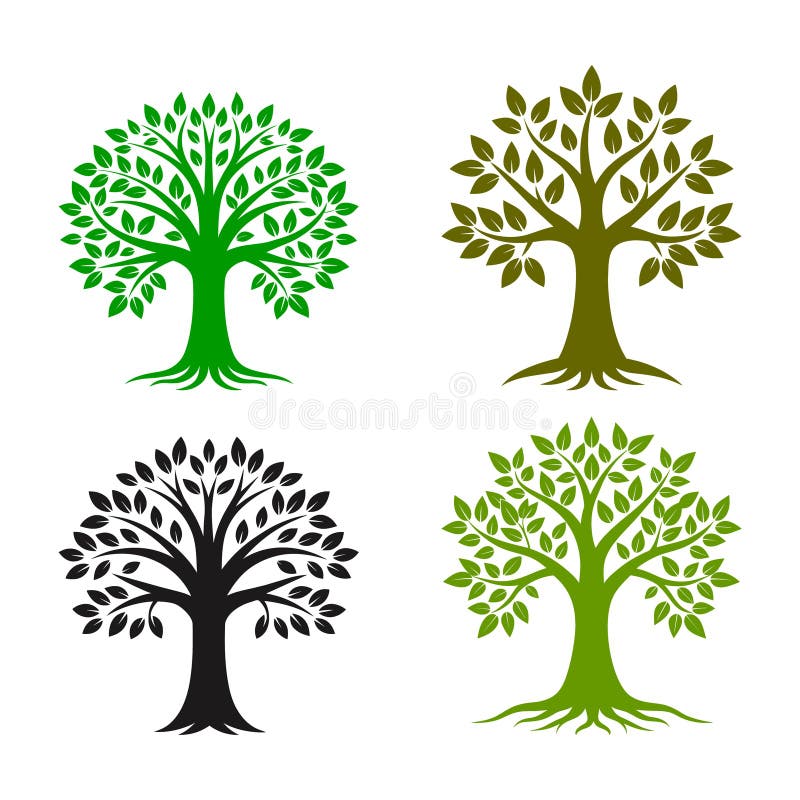 A Set of Tree Logos or Icons Stock Vector - Illustration of plant ...