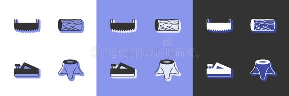 Set Tree Stull Herramienta De Plano De Madera De Sierra Doble E Icono ...