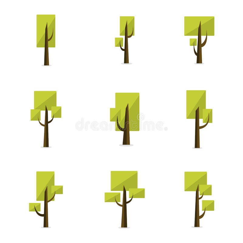 Set of Tree Style Collection Stock Vector - Illustration of symbol ...