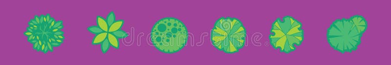 Set of Tree Top View Cartoon Icon Design Template with Various Models ...