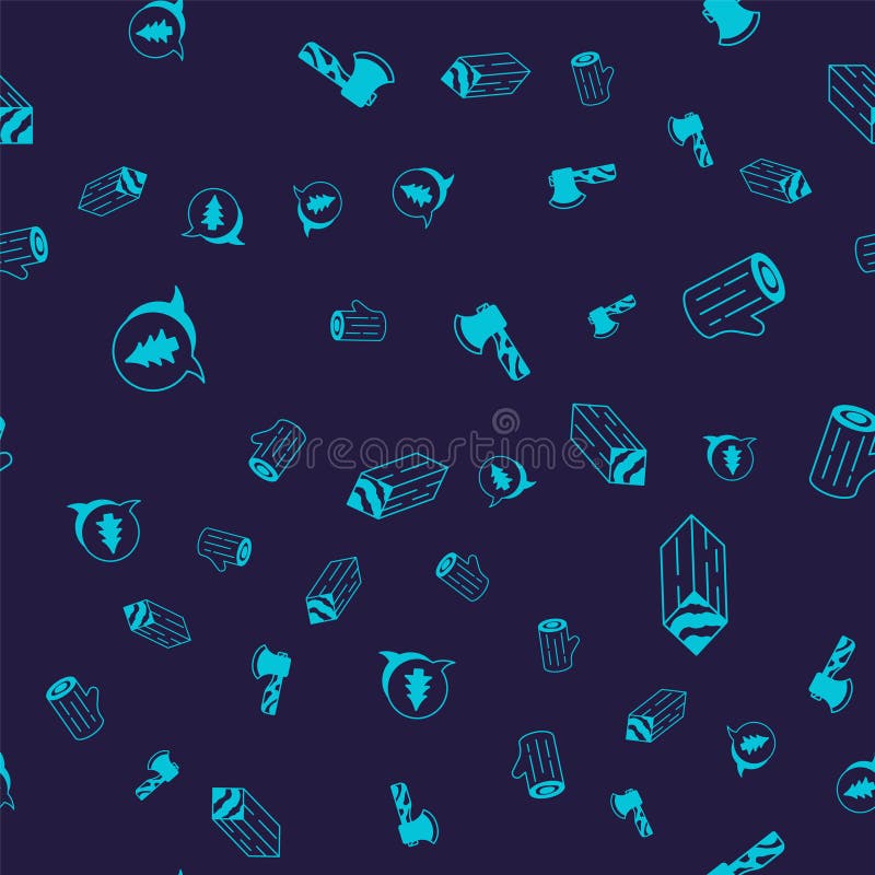 Set Tree, Wooden Log, Axe and Beam on Seamless Pattern. Vector Stock ...