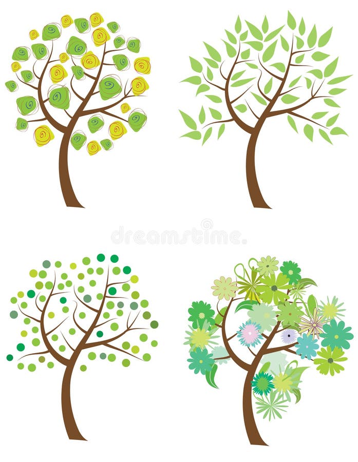 Set of Floral Trees Beautiful for Your Design Stock Vector - Illustration of floral, leaf: 17201666