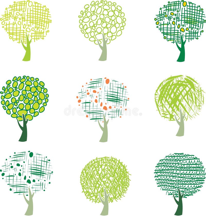 Set of trees stock vector. Illustration of ecology, silhouette - 7772220