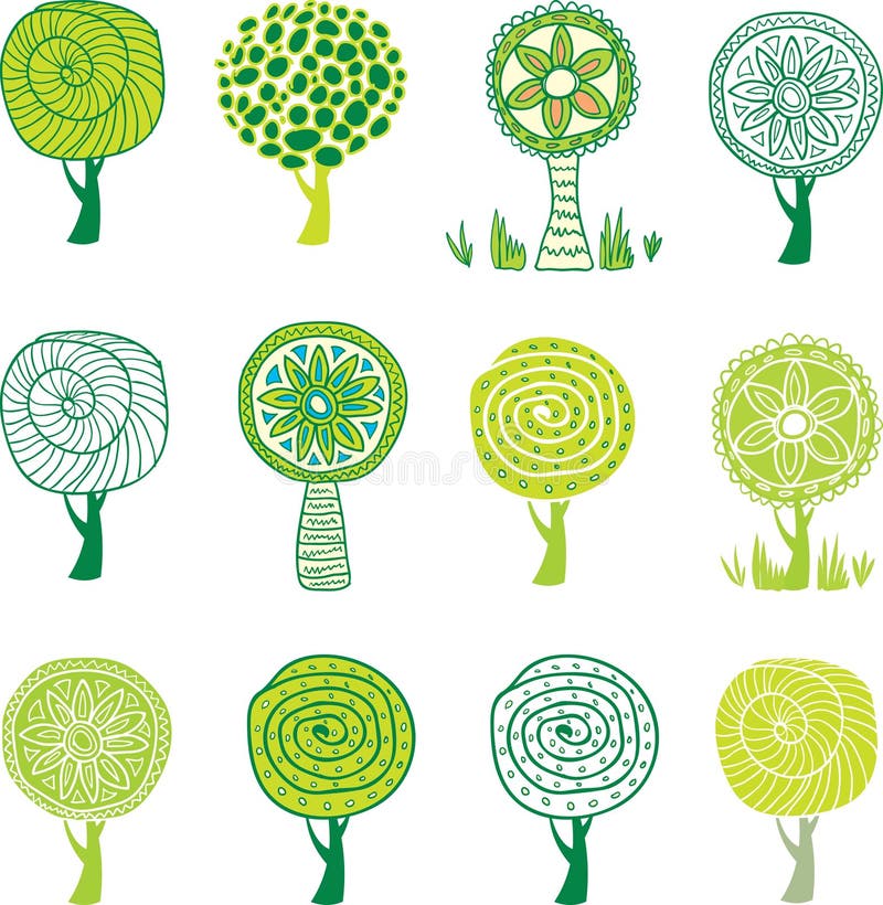 Set of Tree Icons for Garden Plan Design Stock Vector - Illustration of ...