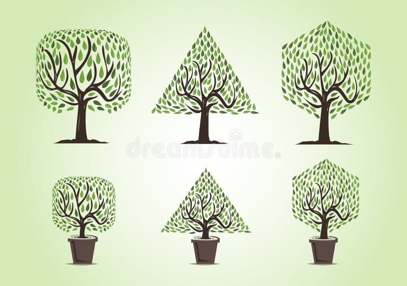 Set of Trees with Different Forms Stock Vector - Illustration of tree ...