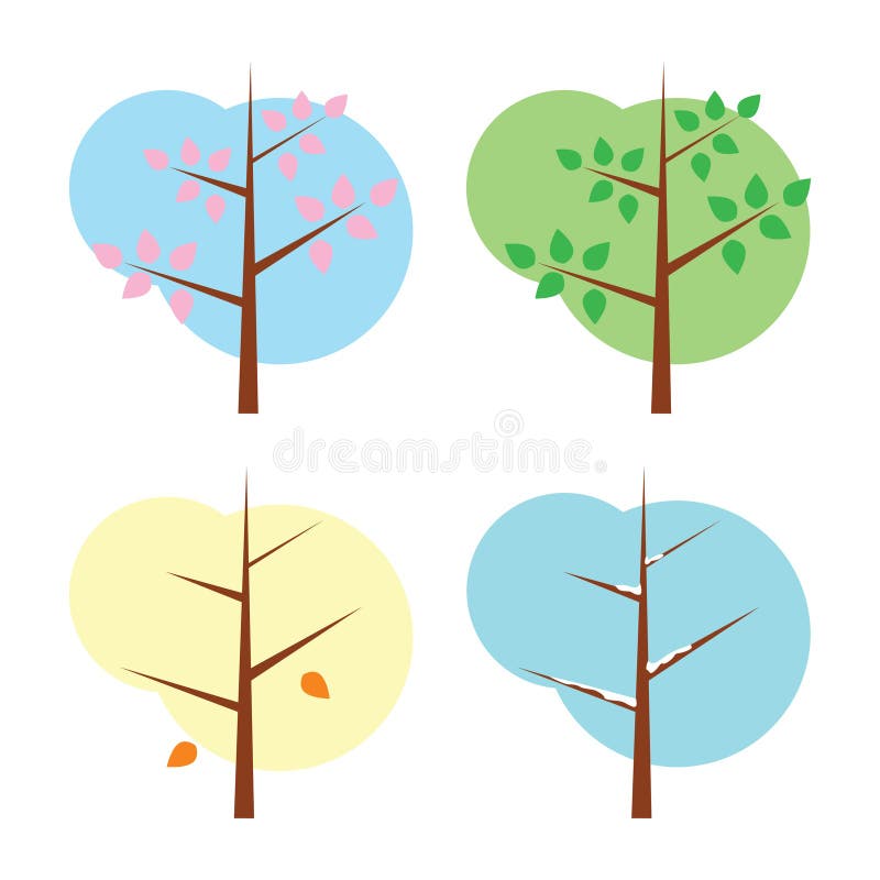 Set of Trees in Different Seasons. Vector Illustration Decorative ...