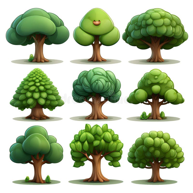 A Set of Trees with Different Shapes and Sizes Stock Image ...