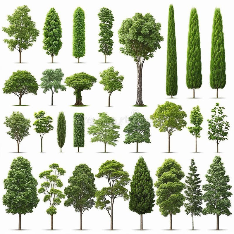 Set of Trees Isolated on White Background , Suitable for Use in ...