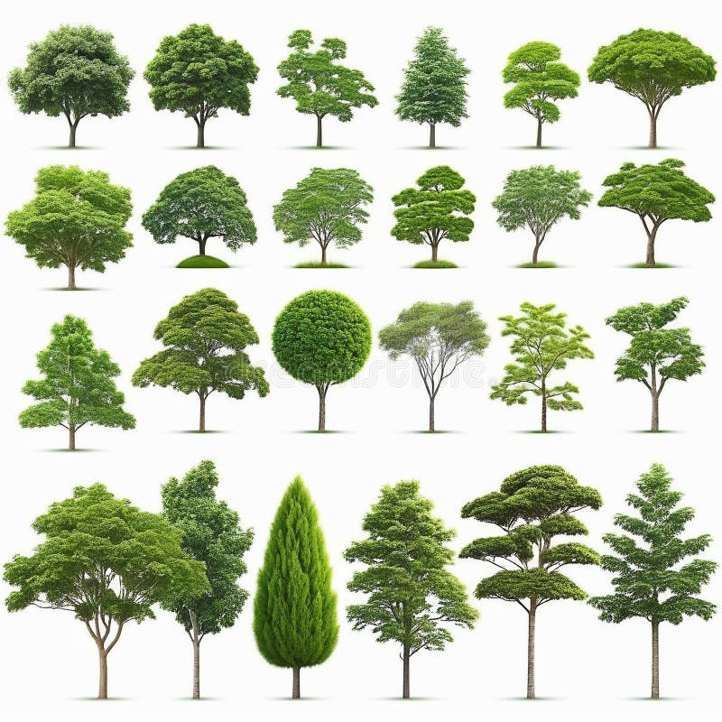 Set of Trees Isolated on White Background , Suitable for Use in ...
