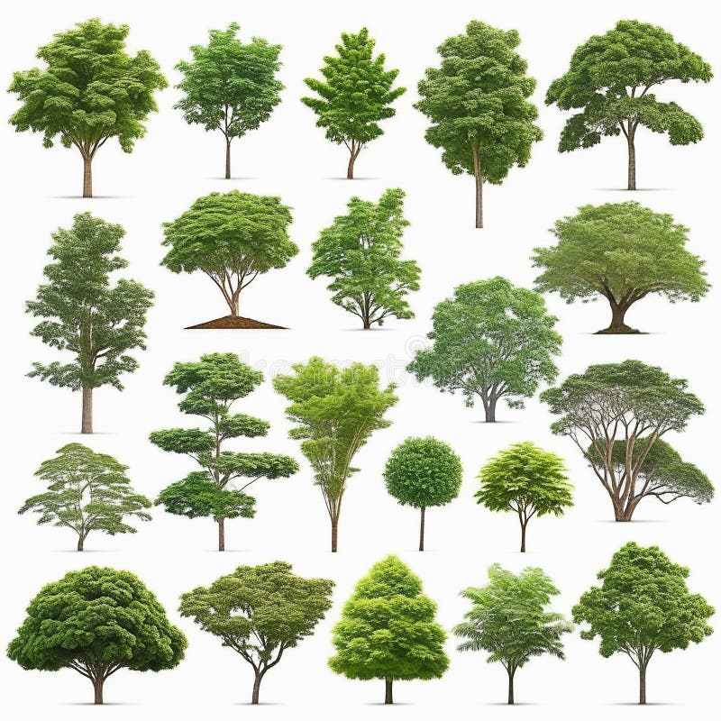 Set of Trees Isolated on White Background , Suitable for Use in ...