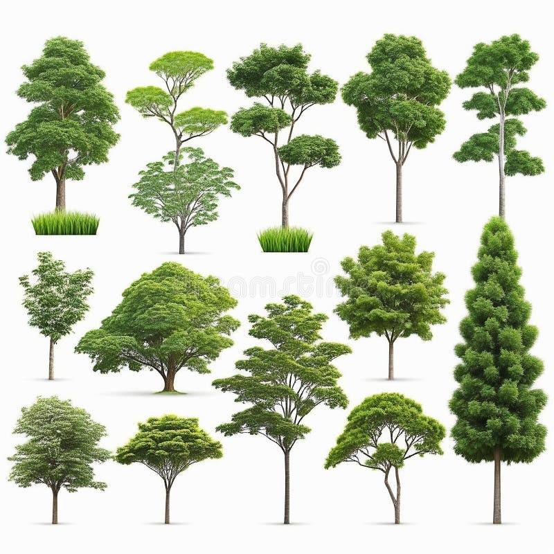 Set of Trees Isolated on White Background , Suitable for Use in ...