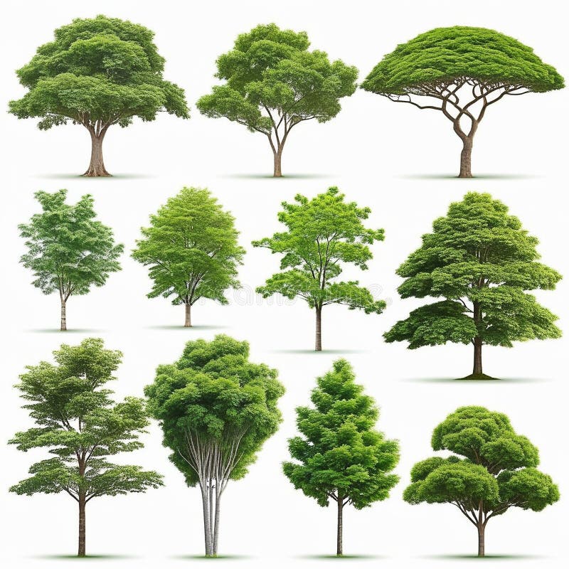 Set of Trees Isolated on White Background , Suitable for Use in ...