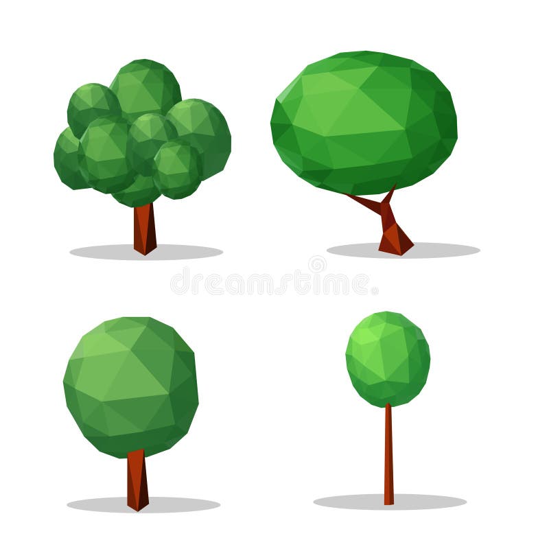Set of Trees Low Poly Style. Vector Design Element Stock Illustration ...