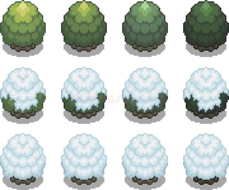 Set of Trees in Pixel Style Stock Vector - Illustration of pixel ...