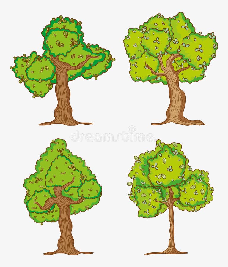 Set of trees stock vector. Illustration of decoration - 113681164