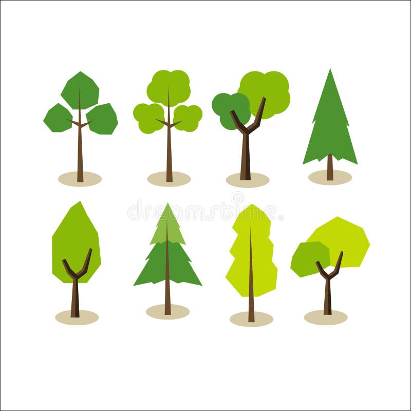 Set of trees. Tree symbols stock vector. Illustration of garden - 57467023