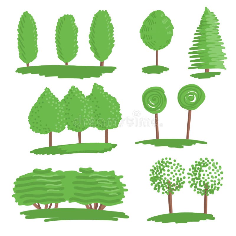Set of Trees. Vector Illustration Isolated on White Background Stock ...