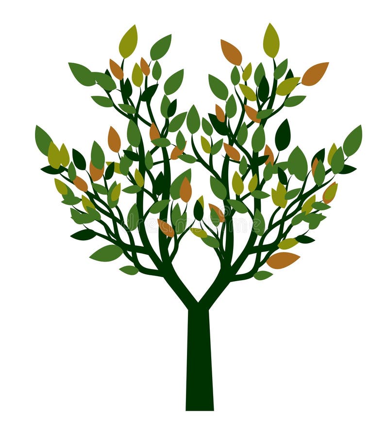 Set of Trees. Vector Outline Illustration. Plant in Garden Stock Vector ...