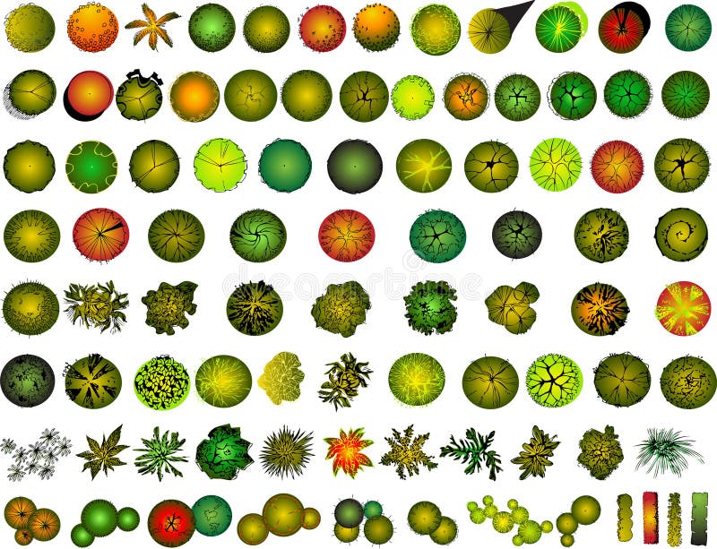 A set of treetop symbols stock vector. Illustration of blueprint - 39650765