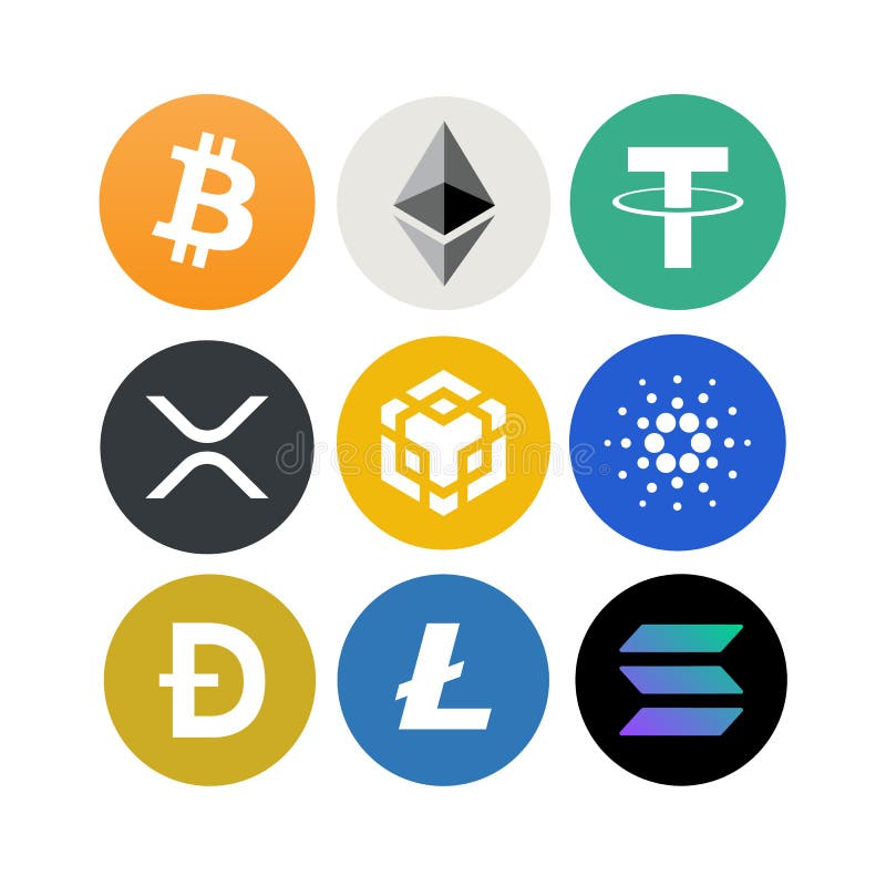 Set of the Trending Cryptocurrencies. Icons, Vector Illustration Stock ...