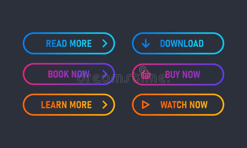 Set of Trendy Action Button for Web, Mobile App.Template Navigation ...