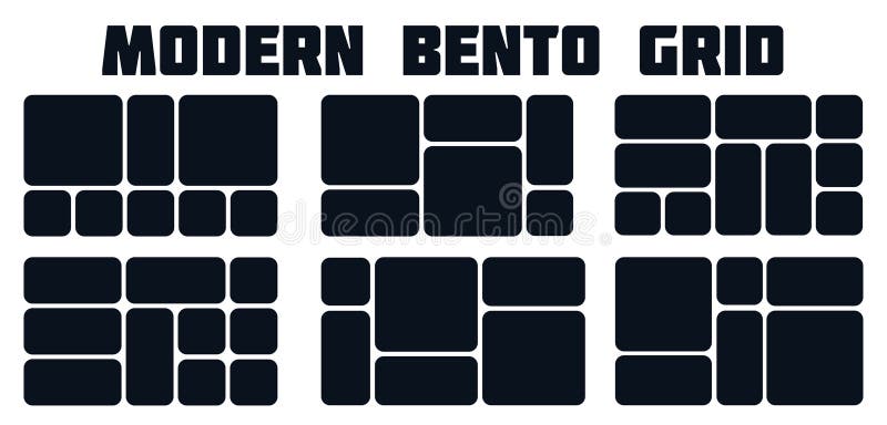 Bento Grid Vector Layout Set Stock Illustrations – 228 Bento Grid ...