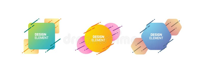 Set of Trendy Colorful and Glowy Dynamic Shapes. Vector Geometric ...
