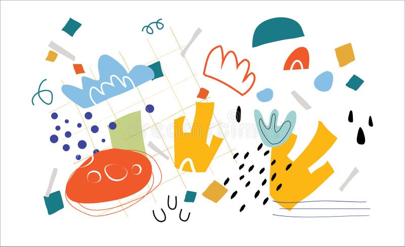 Set Trendy Geometric Forms, Textures, Strokes, Abstract and Floral ...