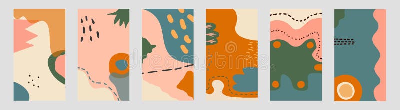 Set Trendy Vertical Abstract Isolated Backgrounds 16x9. Various Shapes ...