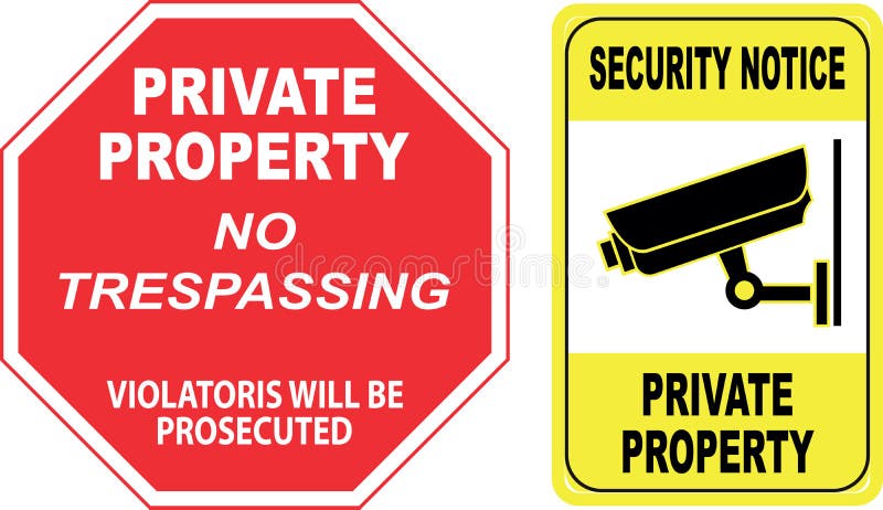 Set of Trespassing sign. stock illustration. Illustration of land ...