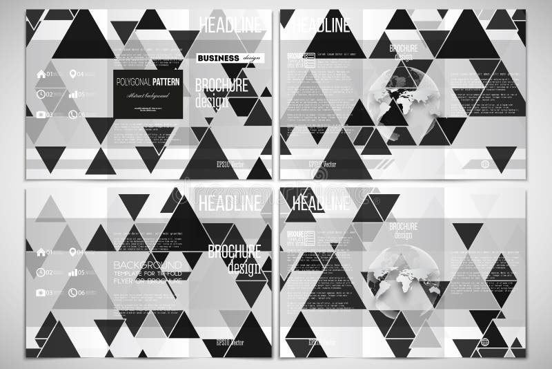 Set of Tri-fold Brochure Design Template. Triangular Vector Pattern ...