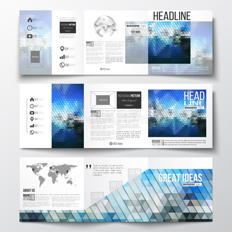 Set of Tri-fold Brochures, Square Design Templates. Abstract Colorful ...