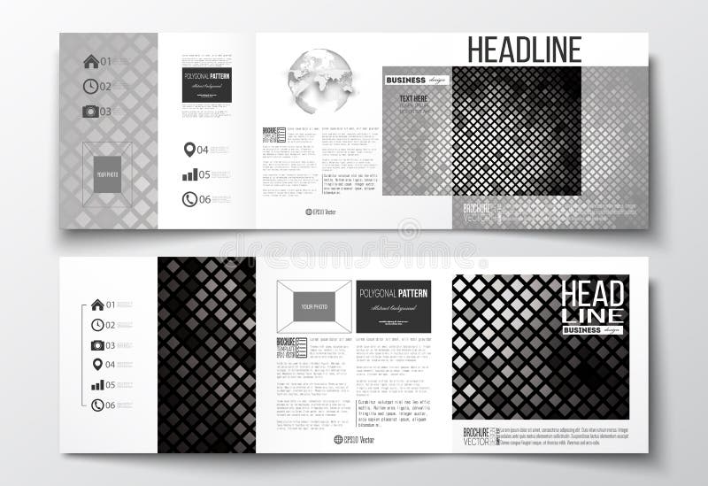 Set of Tri-fold Brochures, Square Design Templates. Abstract Polygonal ...