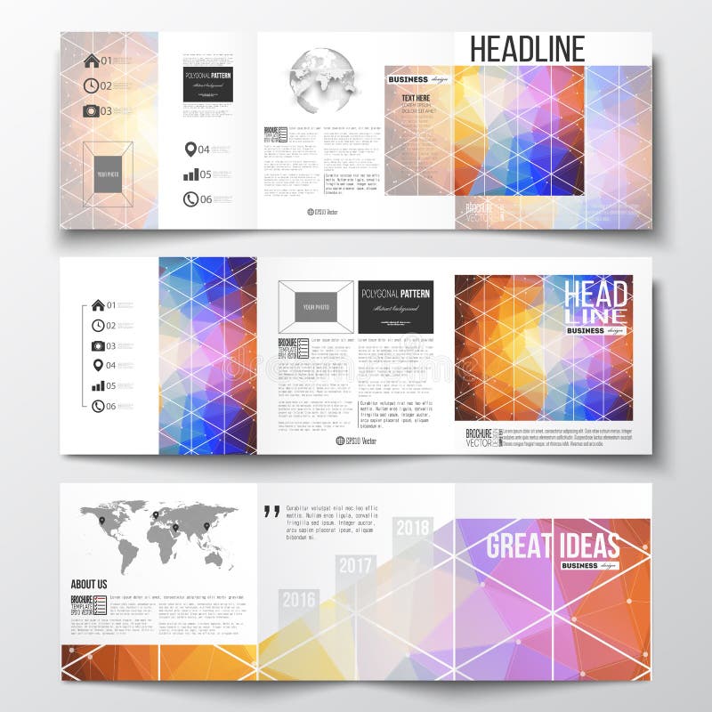 Set of Tri-fold Brochures, Square Design Templates. Stock Vector ...