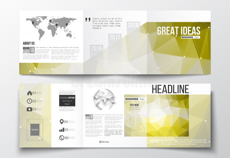 Set of Tri-fold Brochures, Square Design Templates. Molecular ...