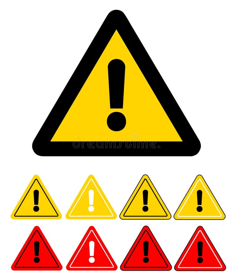Set of Triangle Caution Icons. Caution Sign Stock Vector - Illustration ...
