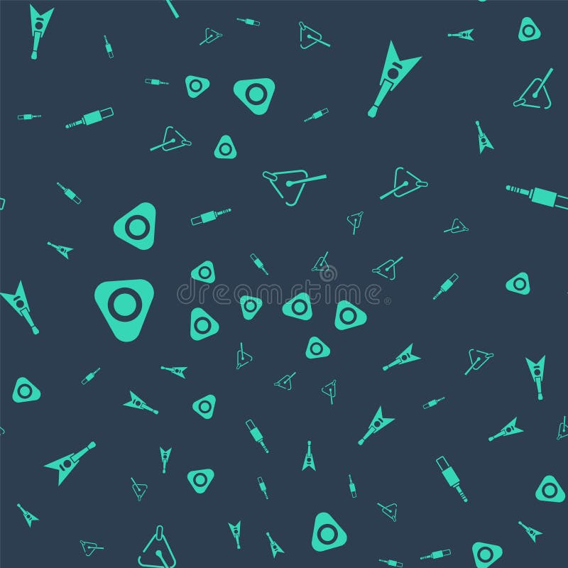 Set Triangle, Electric Bass Guitar, Guitar Pick and Audio Jack on ...