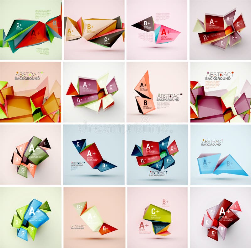 Set of Triangle Geometric 3d Forms. Modern Info Stock Vector ...