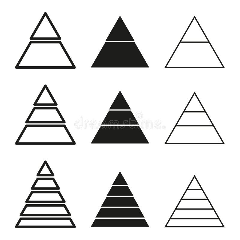 Set of Triangle Icons. Layered Pyramid Graphics. Abstract Geometric ...