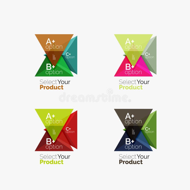 Set of Triangle Infographic Layouts with Text and Options Stock Vector ...