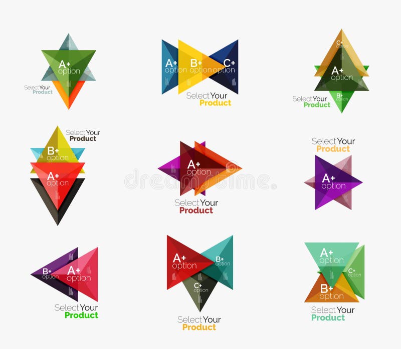 Set of Triangle Infographic Layouts with Text and Options Stock Vector ...