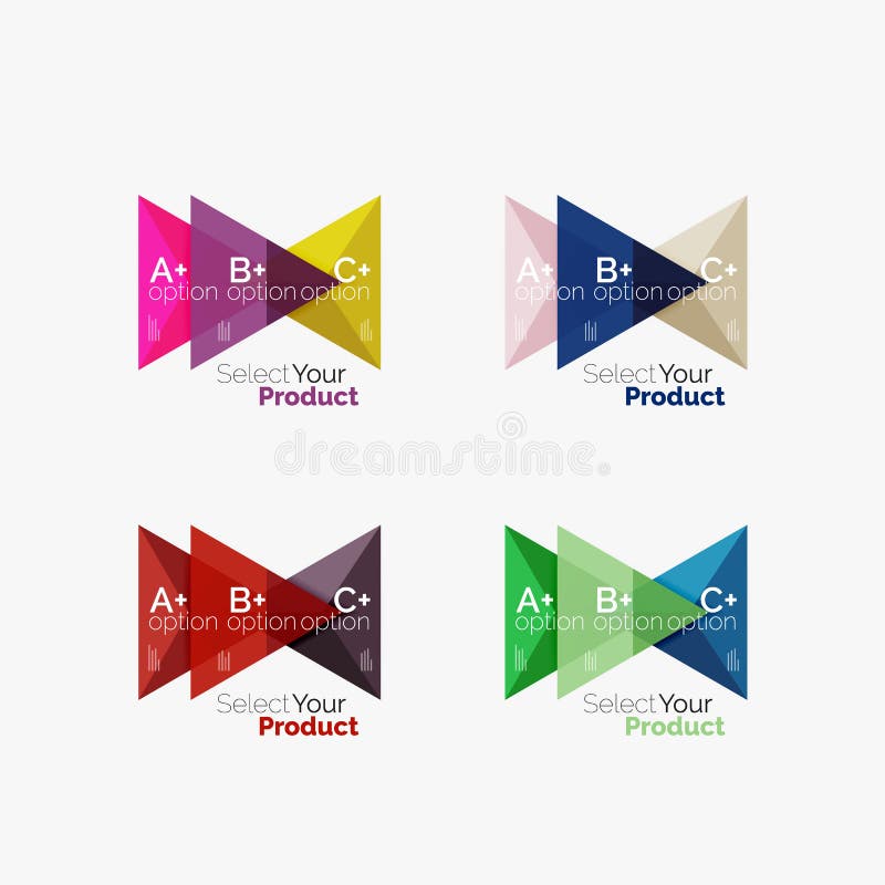 Set of Triangle Infographic Layouts with Text and Options Stock Vector ...