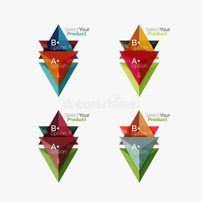 Set of Triangle Infographic Layouts with Text and Options Stock Vector ...