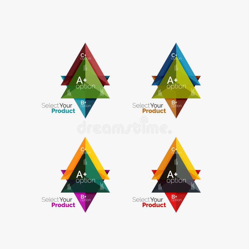 Set of Triangle Infographic Layouts with Text and Options Stock Vector ...