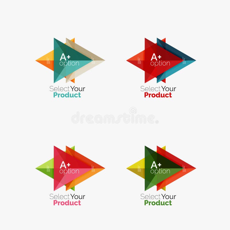 Set of Triangle Infographic Layouts with Text and Options Stock Vector ...