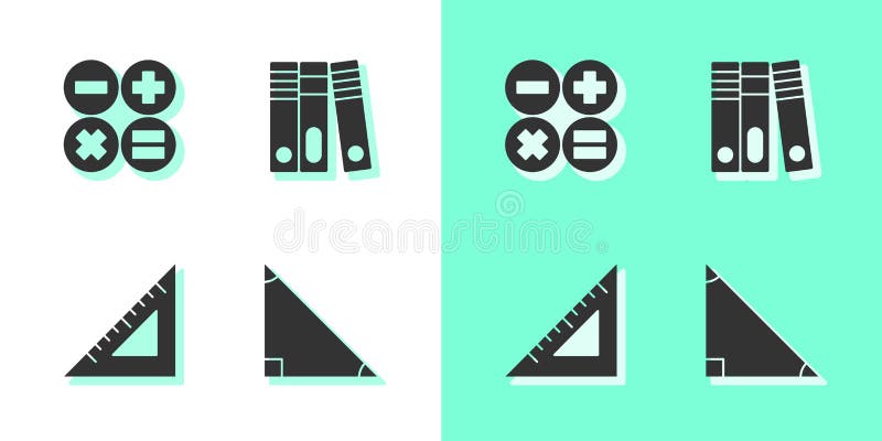 Set Triangle Math, Calculator, Triangular Ruler and Office Folders Icon ... Set Triangle Math, Calculator, Triangular Ruler and Office Folders Icon ...