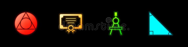 Set Triangle Math, Certificate Template, Drawing Compass and Icon ...