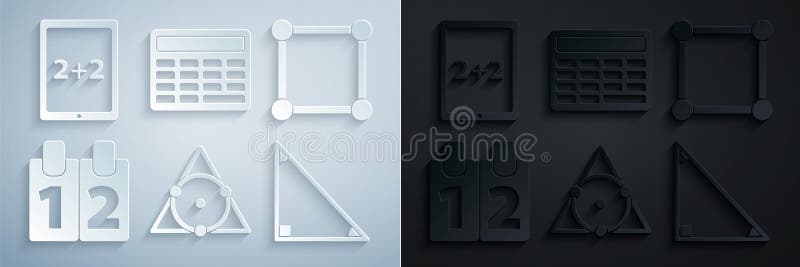 Set Triangle Math, Geometric Figure Square, Calendar, Calculator and ...